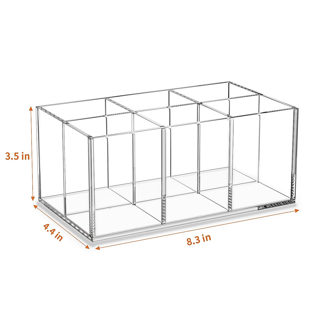 HIIMIEI Clear Makeup Brush Holder Organizer Acrylic 6-Slots Cosmetic Brushes Storage Organizer for Vanity Countertop