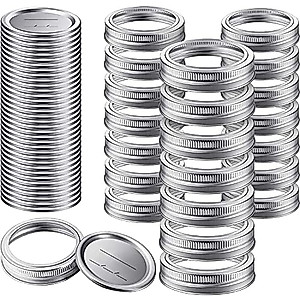FGSAEOR Canning Lids and Canning Rings (52-Count), Regular Mouth Mason Jar Lids and Band for Ball and Kerr Jars, Split-Type Metal Canning Jar Lids with Silicone Seals for Canning
