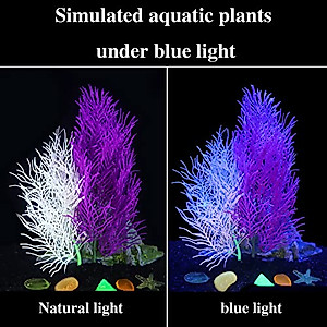 LPFLASAT Fish Tank Decorations Aquarium Decorations Fish Tank Aquarium Decor Fish Tank Decor Aquarium Accessories Turtle Tank Fish Tank Glow Plants Aquarium Ornament 1 Pieces (Big-Purple)