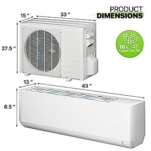 Magshion 18,000 BTU Mini Split Air Conditioner, Wall Mounted 208/230V AC with Heat Pump & Washable Filter & Installation Kits, 21.5 SEER2 - Cools Rooms up to 1000 Sq. Ft