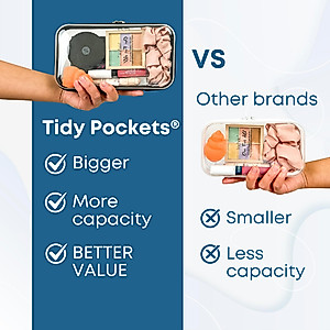 Tidy Pockets 2 Pack Small Clear Hard Shell Zipper Case, Waterproof Zippered Hard Pouch, Transparent Zip Case, Hard Sided Organizer for Travel Essentials - Black