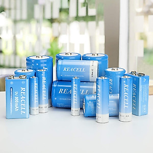 REACELL 16 Counts 2800mAh AA Rechargeable Batteries, High Capacity NiMh AA Battery, 1.2V AA Batteries with Battery Box