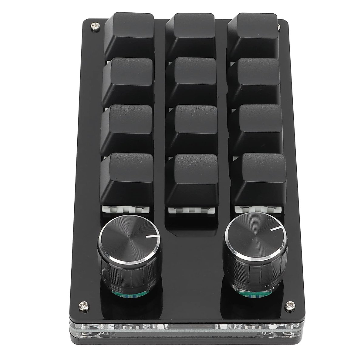 Dioche One Handed Macro Mechanical Keyboard Portable USB Mini 12 Key Multifunction DIY Programmable Keypad with Knob for Office Gaming Lab(Full Black)