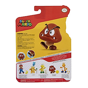 Super Mario Action Figure 4 Inch Goomba Collectible Toy with Coin Accessory