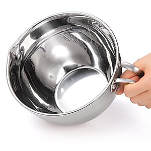 ZENFUN Double Boiler Pot Set with Silicone Spatula, 2000ML/1.8QT Chocolate Melting Pot with 2800ML/2.54QT Stainless Steel Pot, Candy Melting Pot, Chocolate Melter for Butter, Caramel, Cheese, Wax,