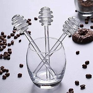 2 Pieces Glass Honey Stick 6 Inch Honey Spoon Dipper Stick Honey Jam Syrup Stirring Wand for Honey Jar Dispense Drizzle