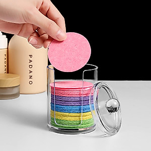 50-Count Compressed Natural Facial Sponges for Face Cleansing, Reusable Cosmetic Sponge, Used for Exfoliating and Makeup Removal With Clear Plastic Storage Jar (Colourful, 50pcs）