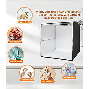 Goottan Photo Studio Light Box, 12"x12" Professional Photo Shooting Tent Box Lighting Kit with 120 LED Lights and 6 Backdrops, Portable Light Box Photography for Small Items