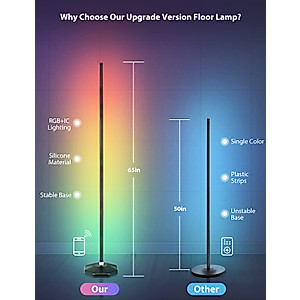 YIKBIK 2PCS RGB Floor Lamp, Bluetooth APP and Remote Control 65" Smart Modern Standing Lamp Music Sync 16 Million DIY Colors Changing LED Floor Lamp with Heavy Base for LivingRoom Bedroom GameRoom