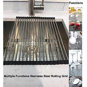 KABCO 32 Inch 16 Gauge Extra Thick Undermount Zero Radius Double Bowl Handmade Kitchen Sink with Stainless Steel Sink Strainers Bottom Sink Grids and a Rolling Grid Combo Package