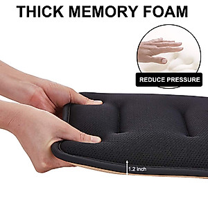 Big Hippo Kids Chair Pads with Ties Sandwich Mesh Fabric Chair Cushion Nonslip Square Seat Cushion Memory Foam Cushion for Kids Chair/School Chair/Wood Chairs,12"x12"(Black, 2 Pack)