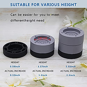 HANIHUA Round Bed Risers (Set of 4) Heavy Duty Furniture Risers Lifts Height 1", 2 inch, Adjustable Bed Lifts Risers for Bed Frame, Desk, Table, Sofa, Chair Risers Supports Up to 1,300 lbs