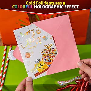 Solpla 24 Pack Assorted Birthday Cards with Gold Foil, Messages, Envelopes, and Stickers | 4x6 Inch Happy Birthday Cards Bulk for Family, Kids, Friends, Work, and Office Celebrations.