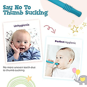 Mothby Teething Sticks for Babies Pack of 5, 6.3 Inches Long with 2 Pcs of Cleaning Brushes Straws for 3-12 Months Old Babies, Premium Food Grade Silicone, Refrigerator & Dishwasher Safe
