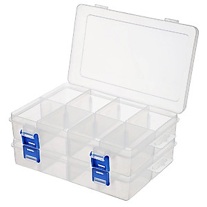 Senbos 8 Grids Bead Organizers and Storage, Plastic Organizer Box with Removable Dividers for Candies Snacks Electronics Jewelry Small Parts, 2 Pack