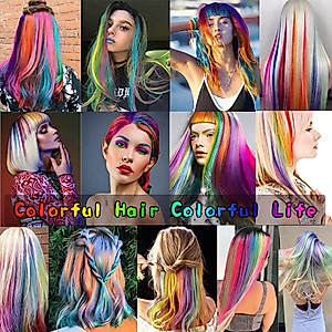 10Pieces 20Inch Colored Hair Extensions Clip In For Women Girls Hiar Accessories Wig Pieces Synthetic Hair Pieces (Green, Bright yellow)