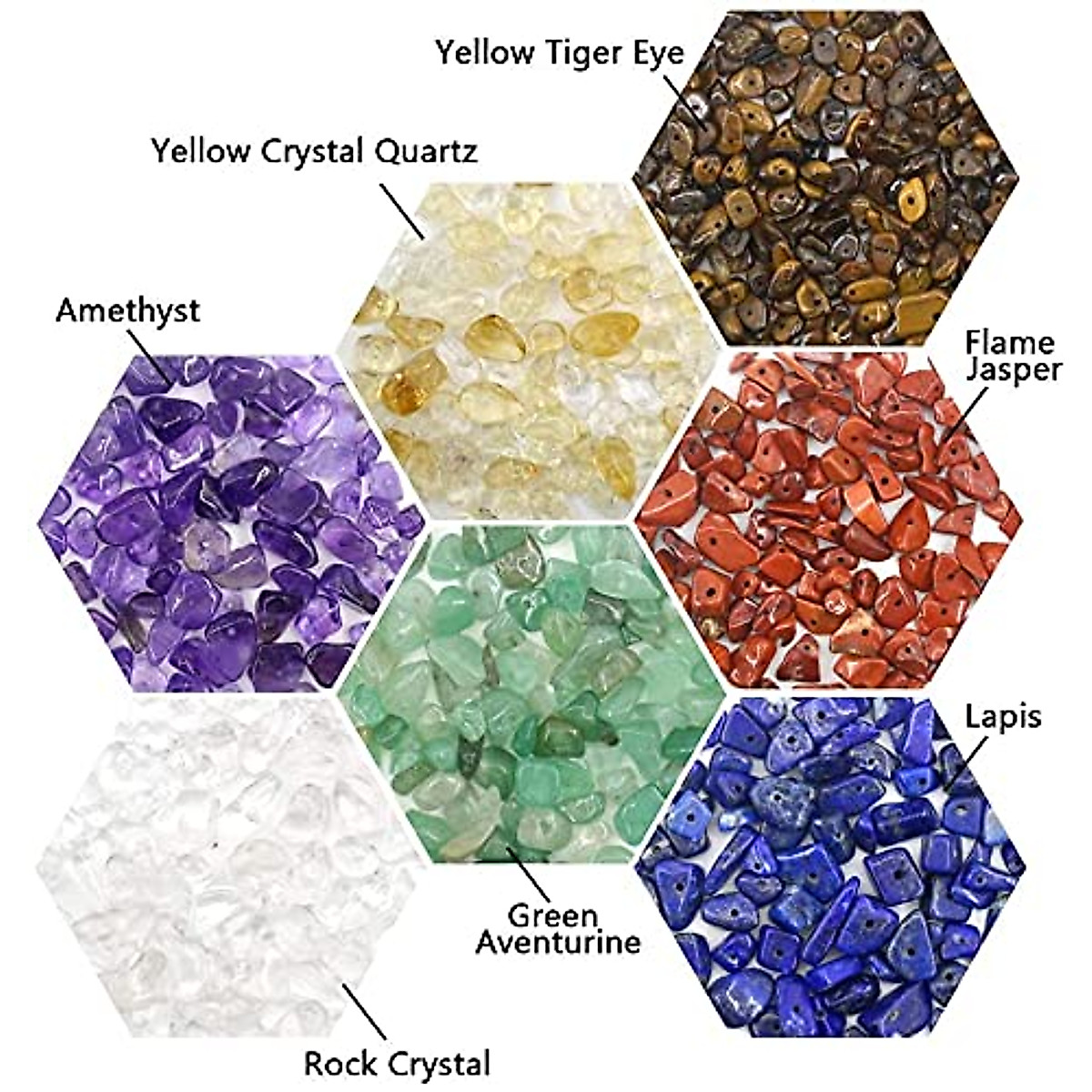 GangGangHao 7 Chakra Natural Chip Stone,About 628 Pcs Irregular Gemstones Healing Crystal Loose Rocks Bead Hole Drilled DIY for Bracelet Jewelry Making Crafting (5-8mm,7 Chakra Color Mix)