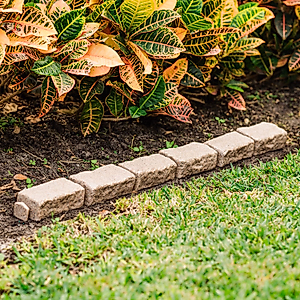 Beuta Landscape Edging | Garden Edging Border | No Dig Faux Stone Bricks for Lawn edging, Flower beds, Pathways & Yards – 4 Packs | Each Pack Has 6 Bricks 48"Lx 4"W x 2.25"H | 12 Spikes | Sandstone