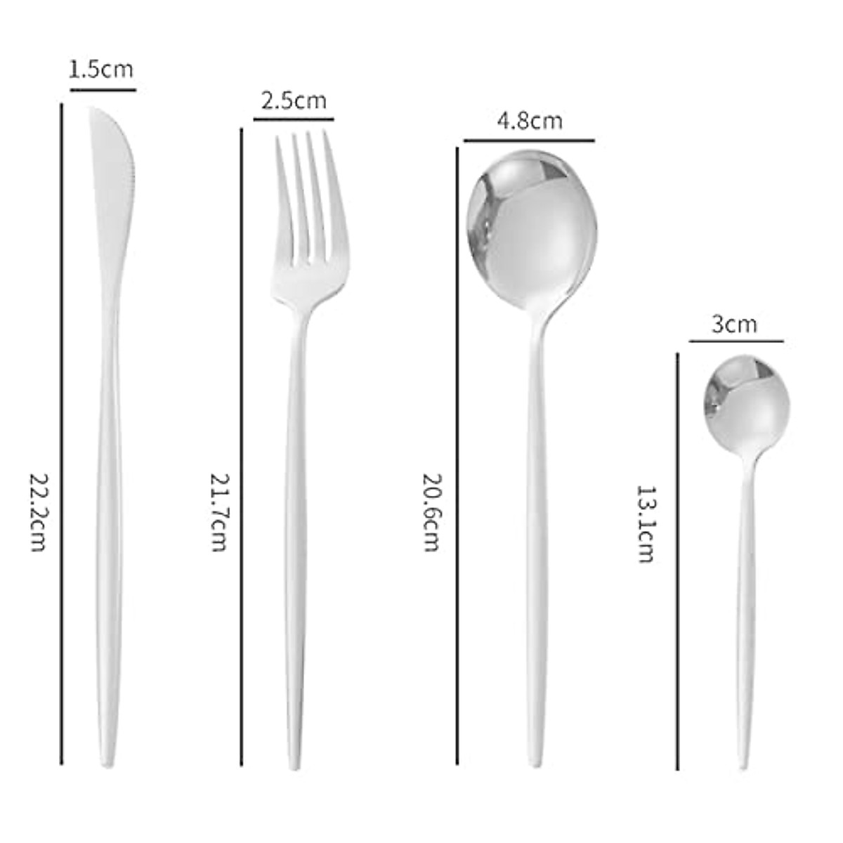 410 Stainless Steel 12 Pieces Shiny Restaurant Tableware Cutlery Set Serving Utensils Set (Silver)