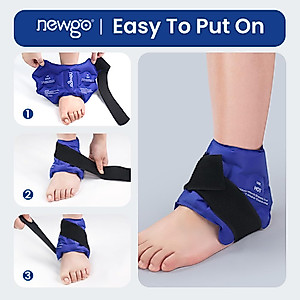 NEWGO Ankle Ice Pack Wrap for Swelling, Ice Pack for Ankle Injuires Reusable Ankle Cold Pack Wrap Hot Cold Therapy Ankle Ice Wrap for Sprained Ankles, Achilles Tendonitis - Blue