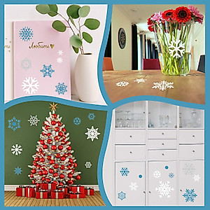 Tenare 305 Pieces Christmas Wall Decals Snowflakes Wall Stickers Christmas Silver and Winter Theme Snowflakes Decals Winter Wall Decals Removable Home Decoration for Christmas Party