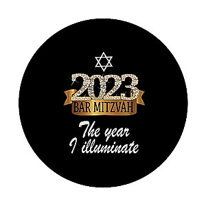 2023 Bar Mitzvah Quote Festive Black Yellow Decor PopSockets Standard PopGrip