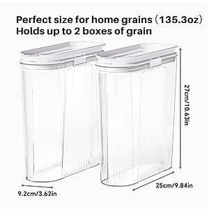 Ducoak Cereal Containers Storage Set Airtight Food Storage Containers with Lids Flip-Top 2PCK Plastic Cereal Storage Containers Cereal Organizer Dispenser for Pantry Kitchen(135.3oz/4L)