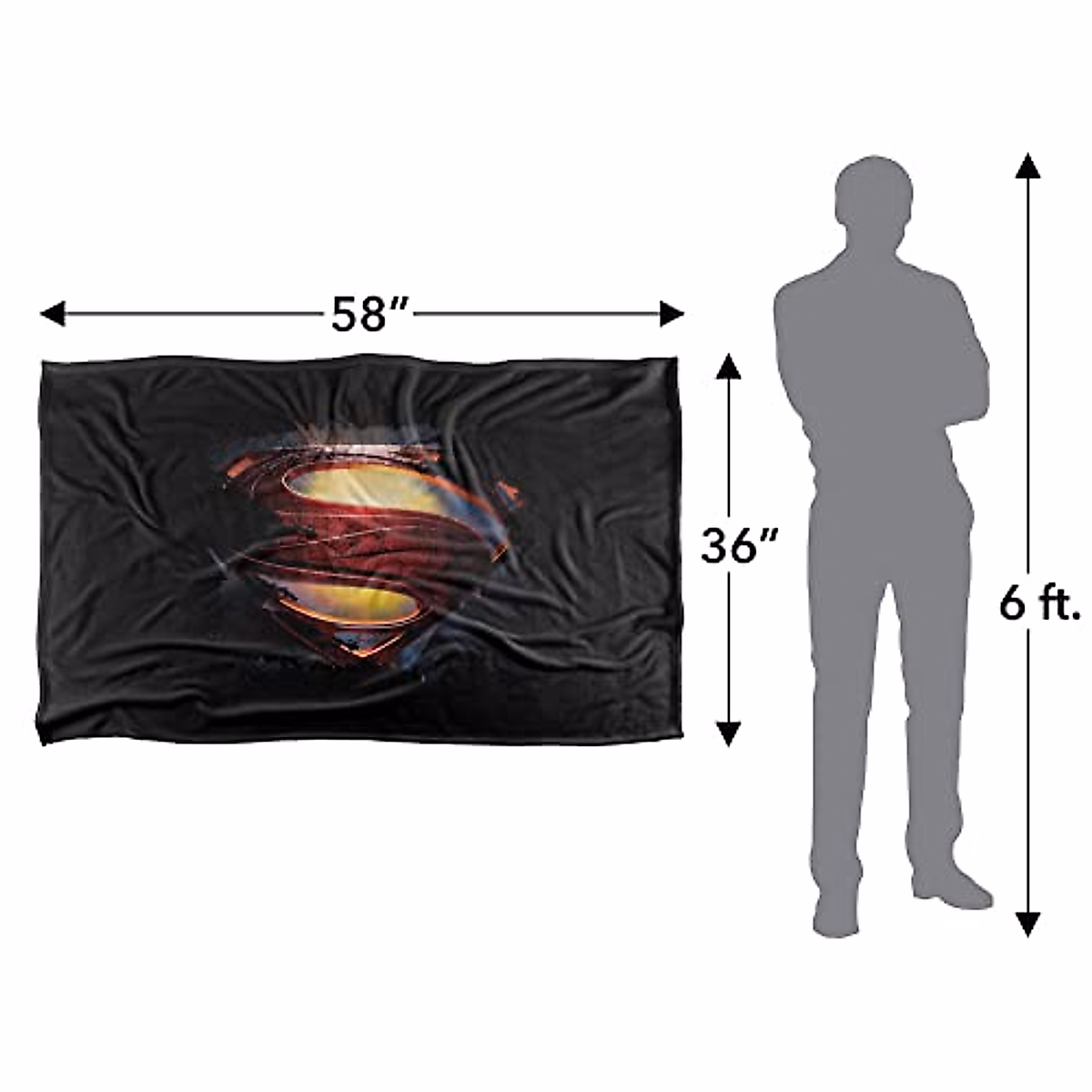 Superman Man of Steel Grungy Shield Silky Touch Super Soft Throw Blanket 36" x 58",Grungy Shield