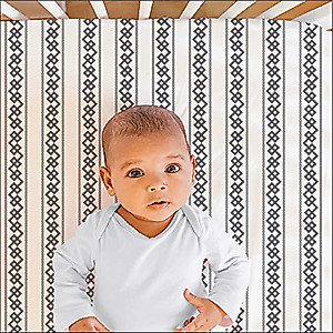 The Peanutshell Fitted Crib Sheet Set for Baby Boys or Girls - 2 Pack - Botanical Leaf & Stripe