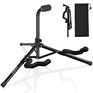 CAHAYA Guitar Stand Acoustic Floor Folding Guitar Holder Stand Tripod Metal Universal for Acoustic Classical Electric Guitars Bass Ukulele Violin Banjo Mandolin CY0242