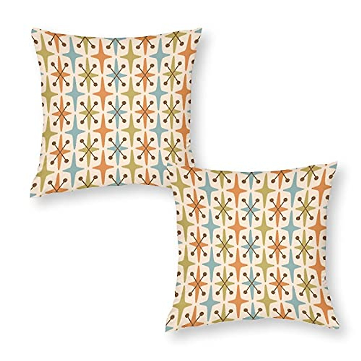 Vazzio Throw Pillow Covers Set of 2, Mid Century Modern Abstract Star Pattern Decorative Pillow Cases Soft Cushion Covers for Home Sofa Couch Bed 18x18 Inches