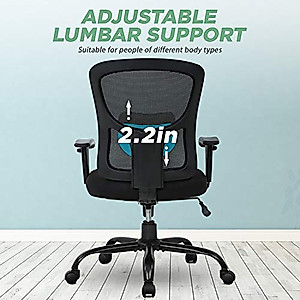 Big and Tall Office Chair 400lbs Desk Chair Mesh Computer Chair with Lumbar Support Wide Seat Adjust Arms Rolling Swivel High Back Task Executive Ergonomic Chair for Home Office (Black)