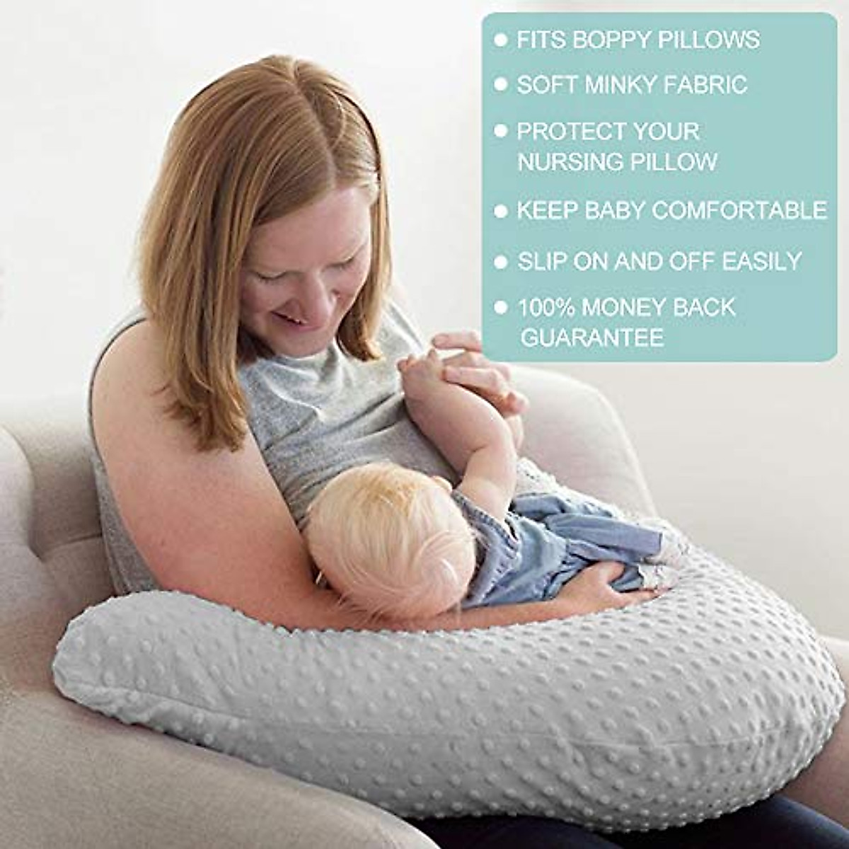 OWLOWLA 2Pack Nursing Pillow Cover White&Khaki Nursing Pillow Covers Set Breastfeeding Pillow Slipcover Fits Naked Nursing Pillow for Baby Boy Girl(White/Khaki)