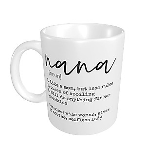 Yipaidel Nana Mother's Day Nana Definition Coffee Mug, Funny White Ceramic Cup 11 OZ Birthday Gifts For Aunt Sister Confidante Grandpa Uncle Friends, Men Women Love It
