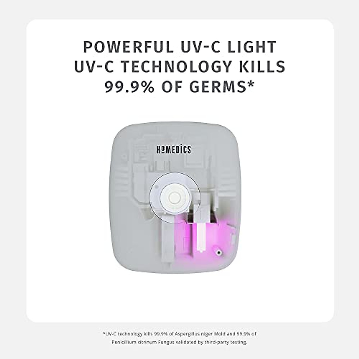 Homedics TotalClean Personal UV-C Light Plug-In Air Sanitizer – Small Air Purifier for Bedrooms and Bathrooms, Built-In Night-Light for Small Spaces, Auto-On Motion, White