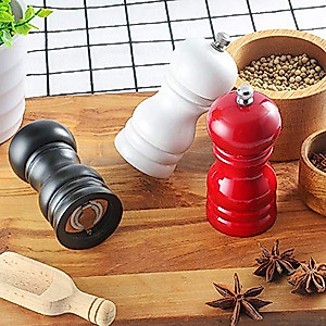 KVSERT Wood Salt and Pepper Grinder Set Pepper Salt Shaker, Solid Wood with Adjustable Coarseness Red