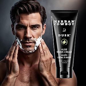 Herban Cowboy Premium Shave Cream Made with Olive Oil, Aloe, and Peppermint (Dusk, 6.7 Fl Oz)