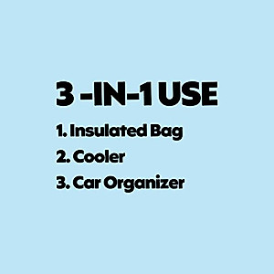 Sterno Trunk Buddy Insulated Leak Proof Organizer, Hot and Cold Food Bag for Groceries, Beverages and More, Black Cloth Exterior with Vinyl Liner, 13”L x 22”W x 14”H