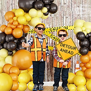 Balloons Garland Kit, Retro Orange Black Yellow Balloon Arch Kit Construction Balloon Arch, Latex Party Balloons for Birthday Wedding Baby Shower Engagement Construction Quarantine Party Decoration