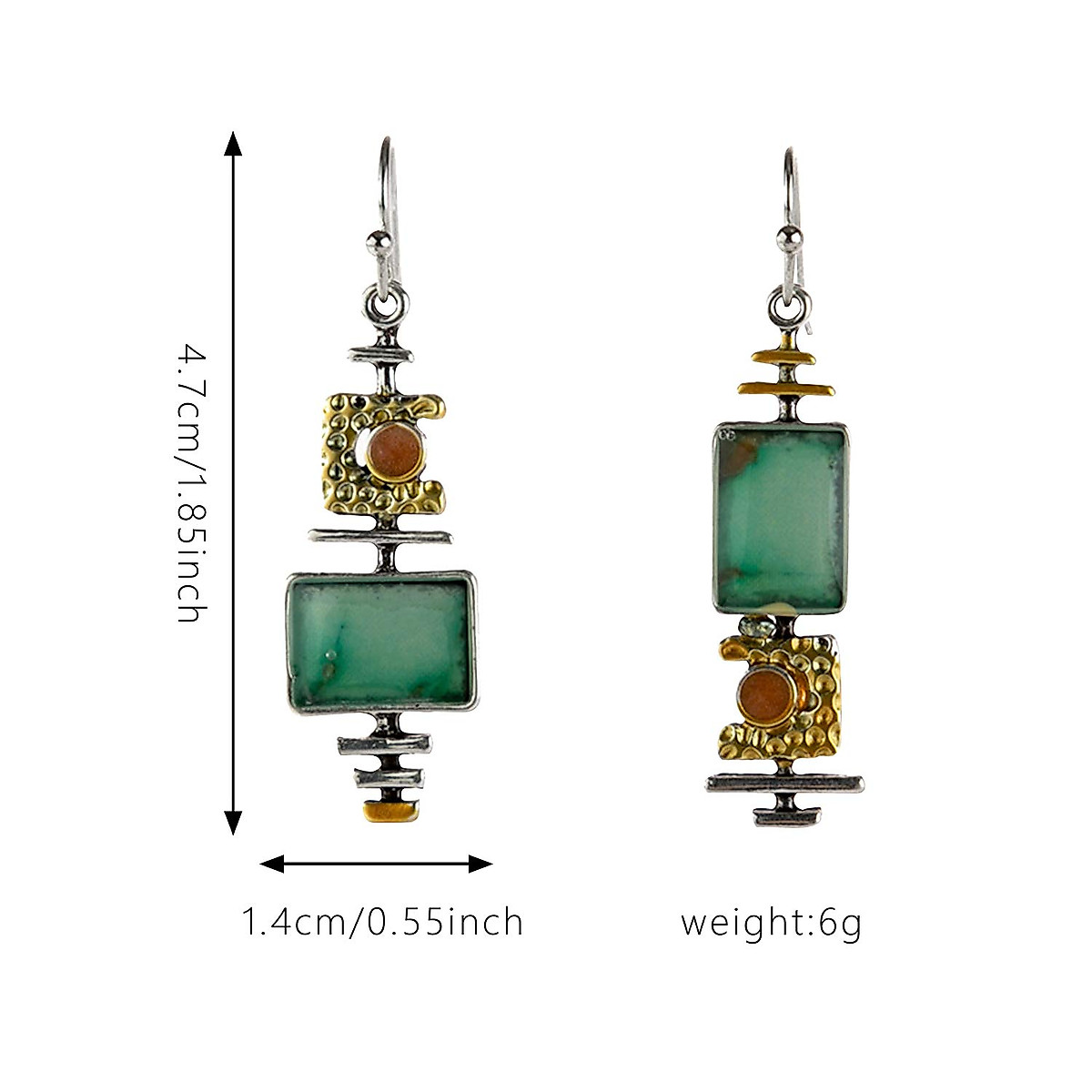 Just Follow Vintag Silver Pendant Earrings Creative Crystal Asymmetric Earrings Charm Women Long Drop Bohemian Earring Jewelry (Vintag Silver Pendant Earrings-Silver)