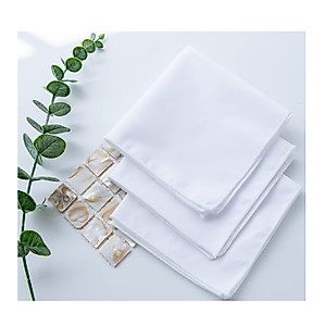 3-Pk Mens Cotton White Pocket Square with Color Border(10 Colors)