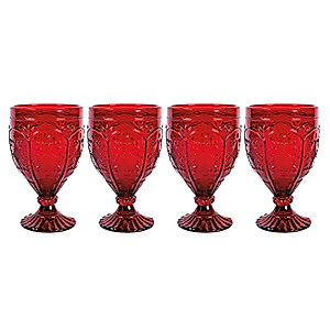 Fitz and Floyd Trestle Glassware Ornate Goblets, 4 Count (Pack of 1), Red