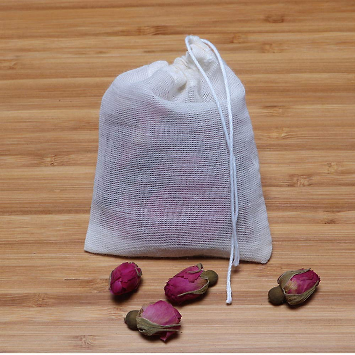 20 Pack Reusable Cotton Soup Bags,Drawstring Cheesecloth Bags for Coffee Tea Herbs Muslin Brew Bags (3"x4")