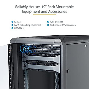 StarTech.com 22U Server Rack Cabinet with secure locking door - 4 Post Adjustable Depth (5.5" to 28.7") - 1768 lb capacity - 19 inch Portable Network Equipment Enclosure on wheels/casters (RK2236BKF)
