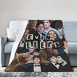 MEROHORO Evan Peters Collage Blanket (3 Sizes), Warm, Lightweight & Cozy, Super Soft & Comfy Flannel Blanket, Fleece Blanket, Microfiber Anti-Pilling Plush Blanket for Couch, Bed, Sofa, 60"x50"
