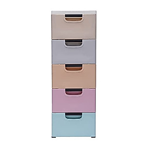 LUGBING Plastic Drawers Organizer, 15.75"x11.81"x33.07" Storage Drawers Containers with 5 Drawers for Living Room Bedroom Office