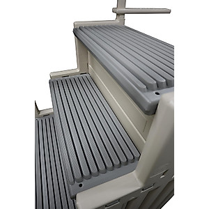 Confer Plastics Step-1X: Sturdy Above Ground Entry System with Dual Handrails and Slip-Resistant Steps, Easy Installation, Supports up to 400 lbs - Proudly Made in USA. Warm Grey with Grey Treads