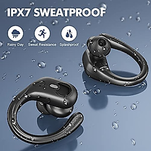 Wireless Earbuds Bluetooth Headphones 80Hrs Playback with LED Diaplay Wireless Charging Case Noise Cancelling Ear buds with Earhooks, IPX7 Waterproof Over Ear Earphones for Sports Running Workout