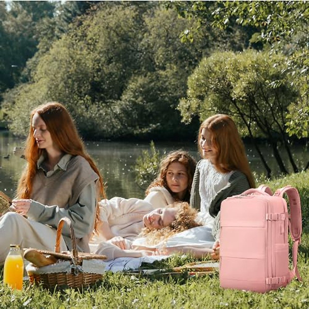 MOLNIA Travel Backpack for Women, Airline Approved Carry on Backpack 17.3" Laptop Backpack Casual Daypack for Work College (Pink)