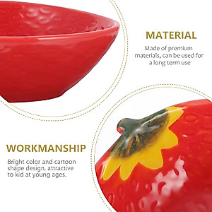 SEWACC Strawberry Shaped Ceramic Bowl Fruit Shape Eating Bowl Small Serving Bowl Ceramic Cereal Bowls Dessert Bowls 1pc for Home Kitchen Tableware Decorative Bowl
